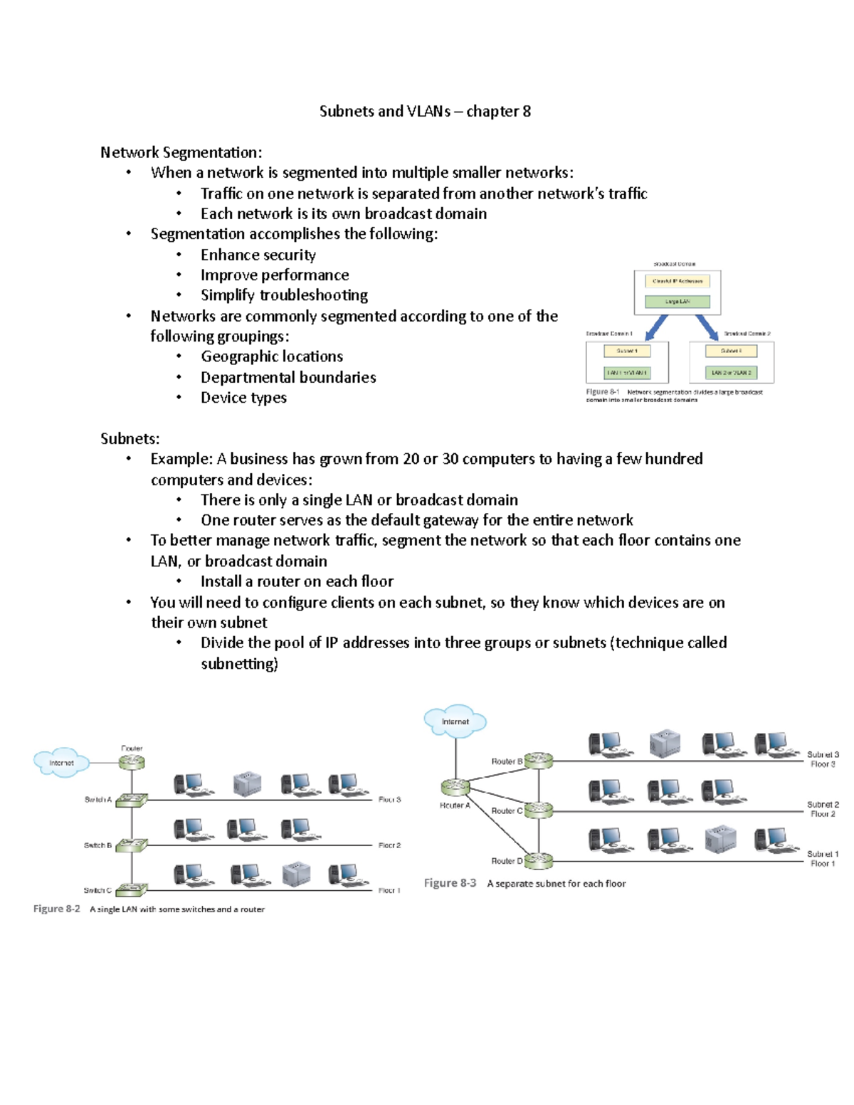 Subnets and VLANs - chap 8 - ITM 301 - Toronto Met - Studocu