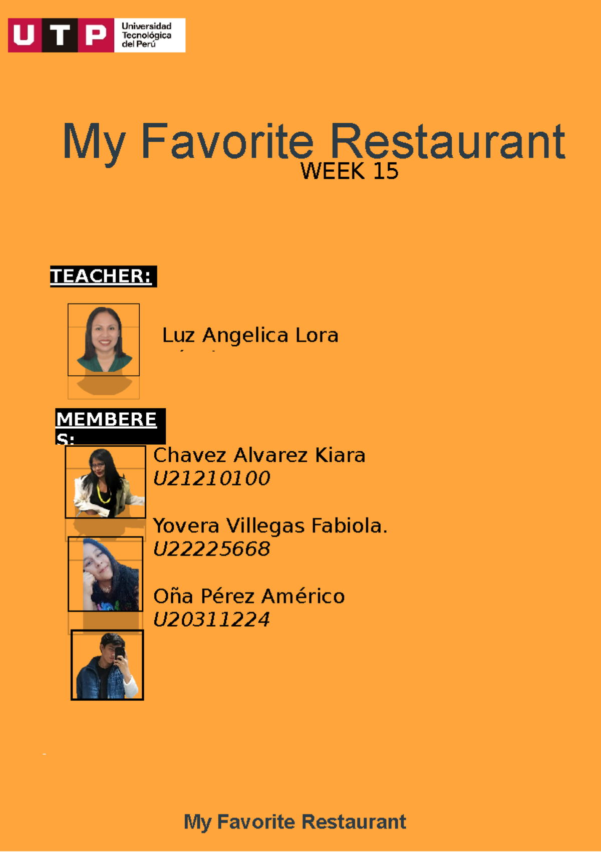 WEEK 15 - CSCASCS - My Favorite Restaurant WEEK 15 My Favorite ...