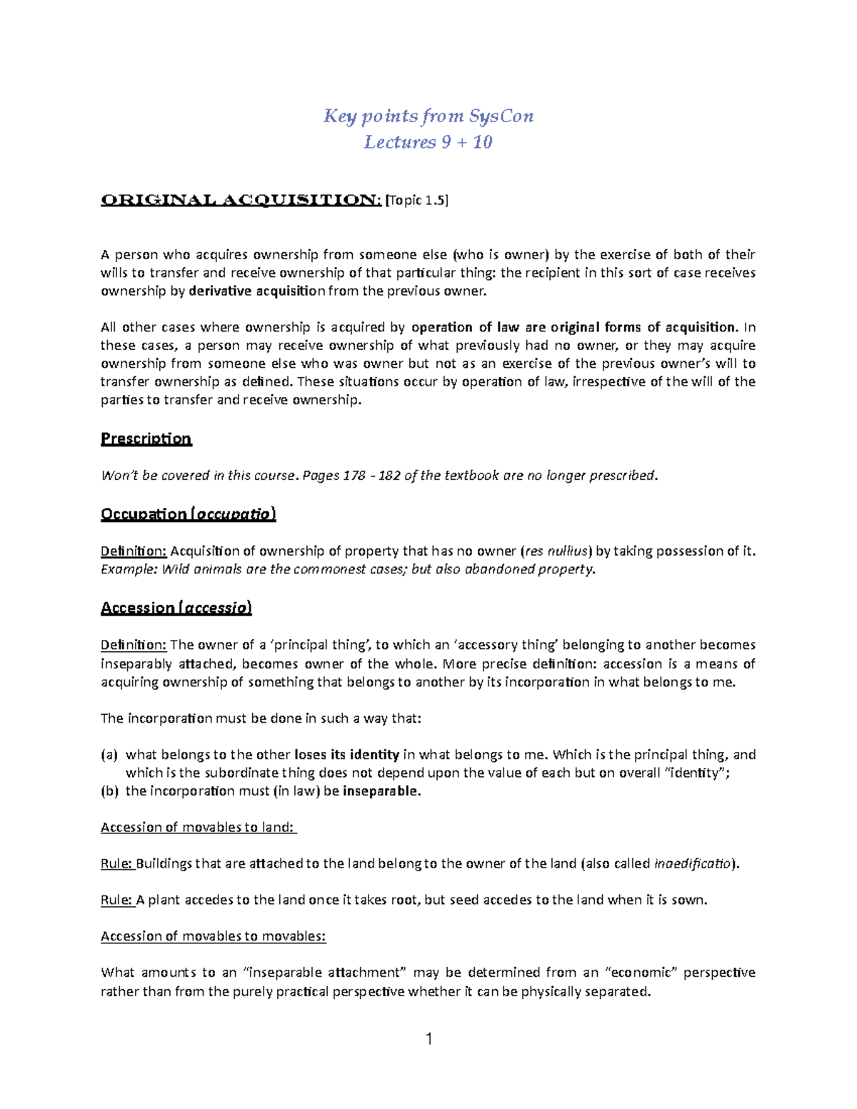 Notes from Lectures 9 + 10 - Key points from SysCon Lectures 9 + 10 ...