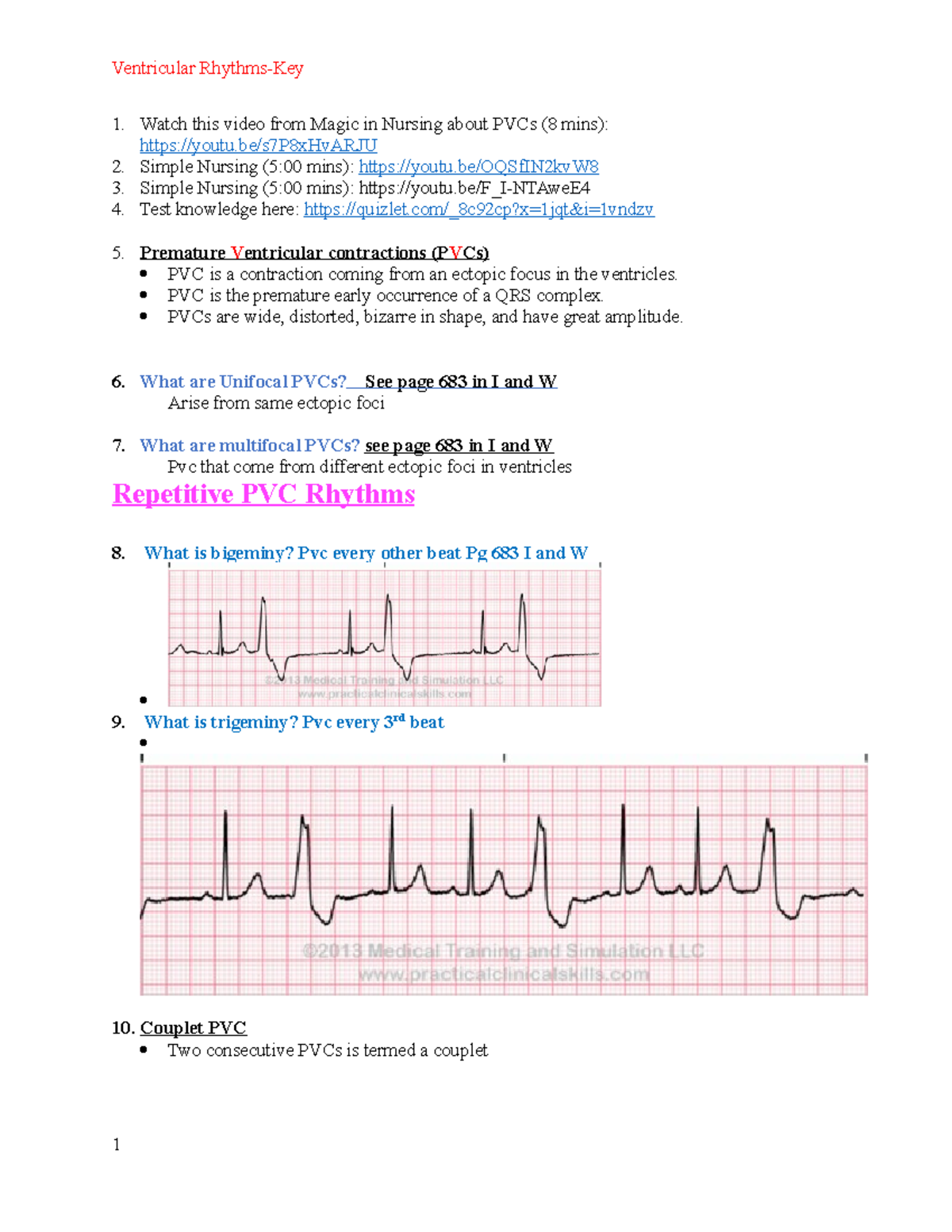 Worksheet 5 - Watch this video from Magic in Nursing about PVCs (8 mins ...