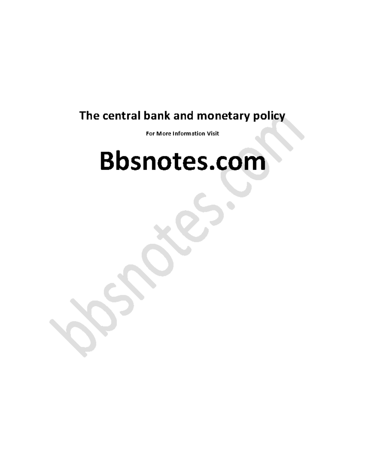 The central bank and monetary policy - Bachelors in Business Studies ...
