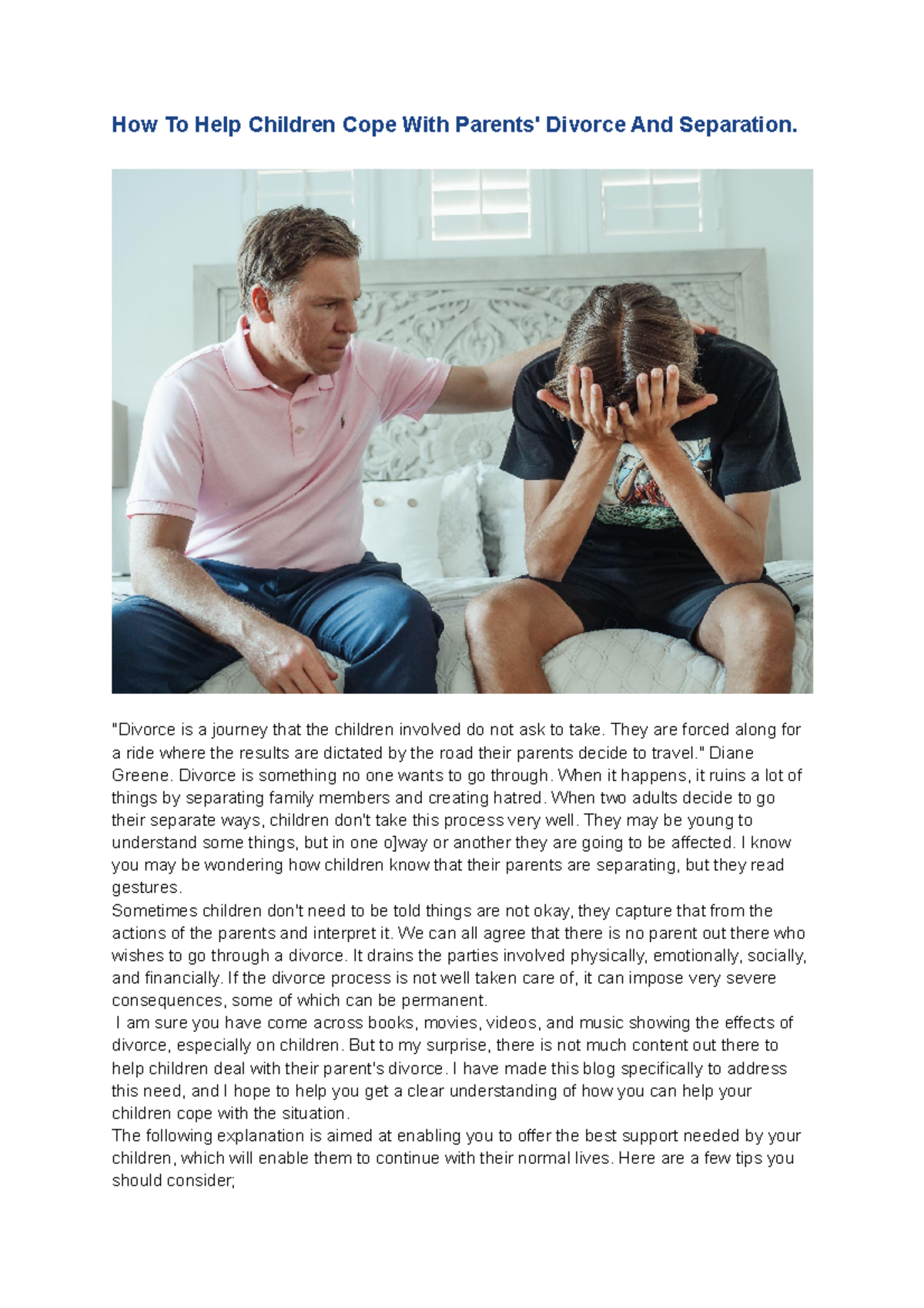 How To Help Children Cope With Parents' Divorce And Separation ...