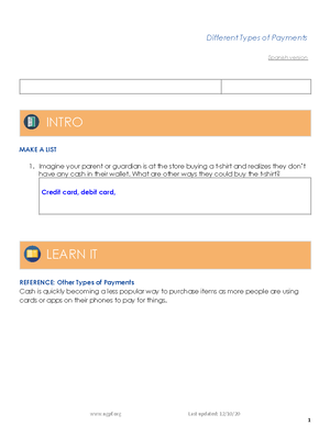 - Different Types of Payments - Different Types of Payments Spanish ...