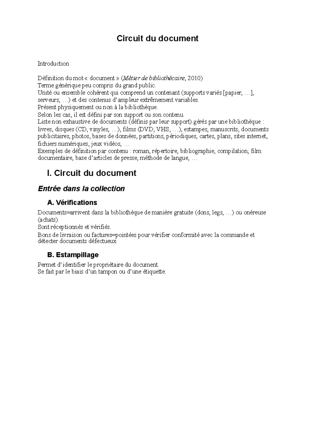 Circuit du document - archivistique - Circuit du document Introduction Définition du mot ...