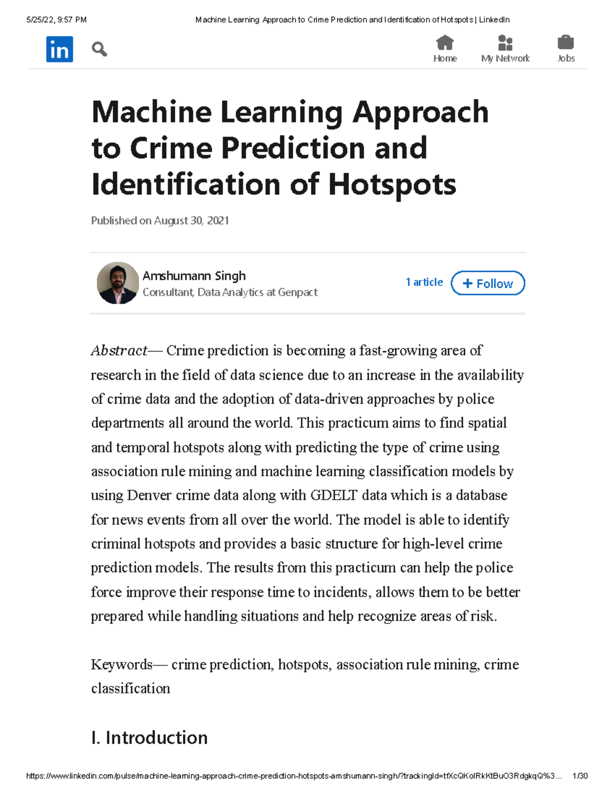Machine Learning Approach to Crime Prediction and Identification of ...
