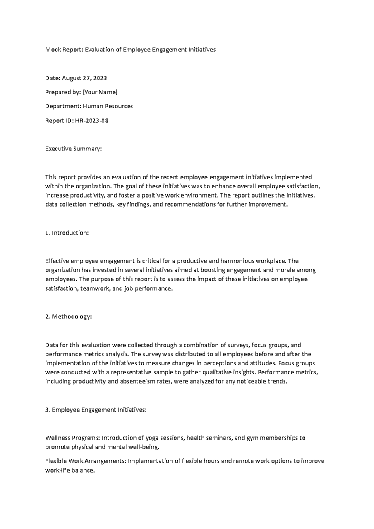 Mock Report - 31265 - Studocu