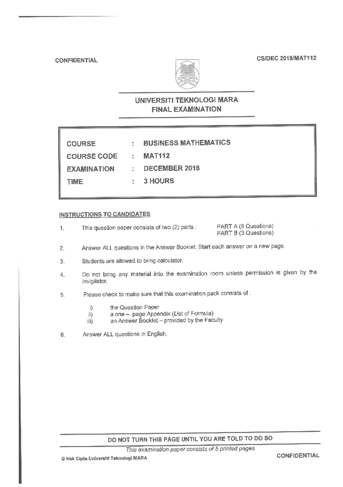 Faculty Computer Sciences AND Mathematic 2019 Session 1 - PRA- Diploma ...