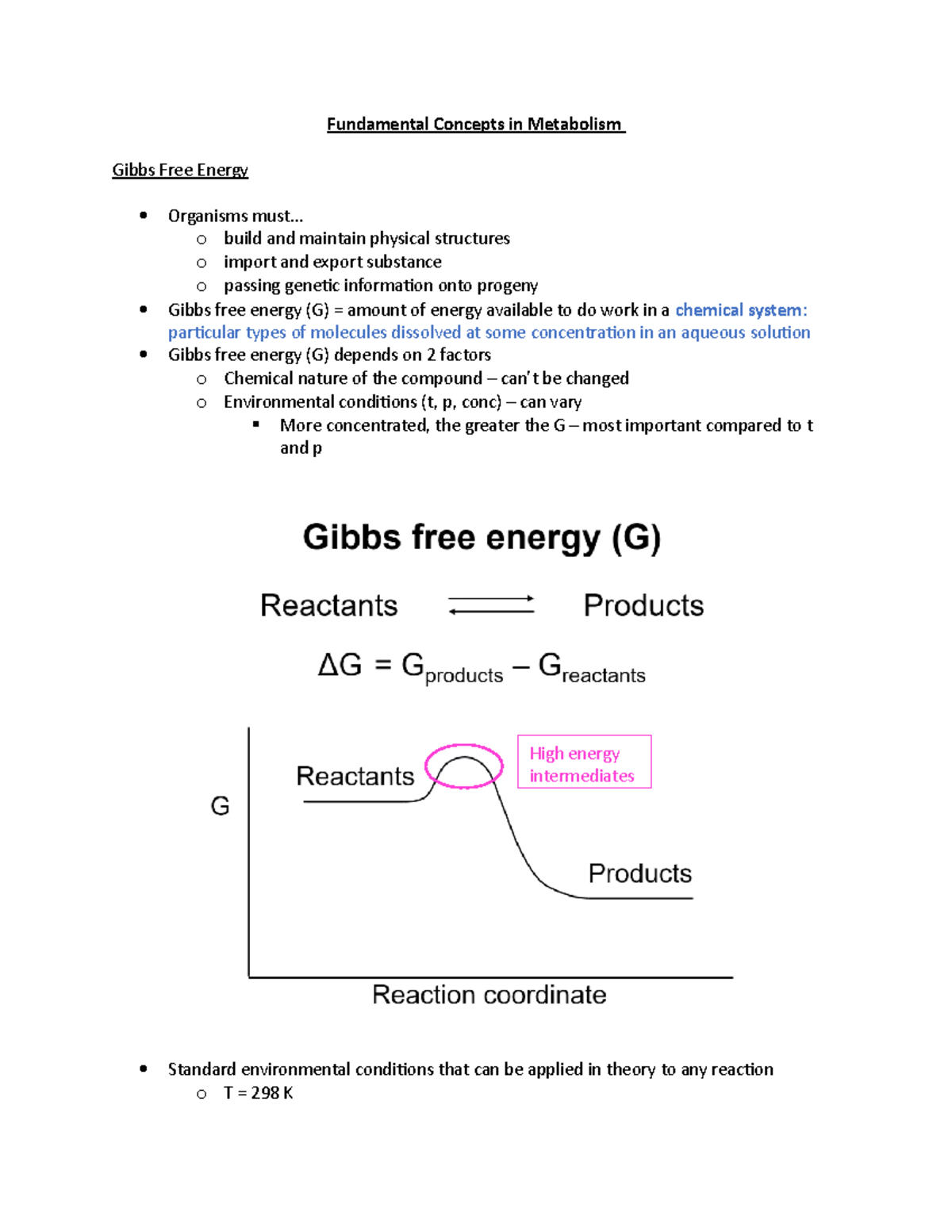 Topic 8 Fundamental Concepts in Metabolism - Fundamental Concepts in ...