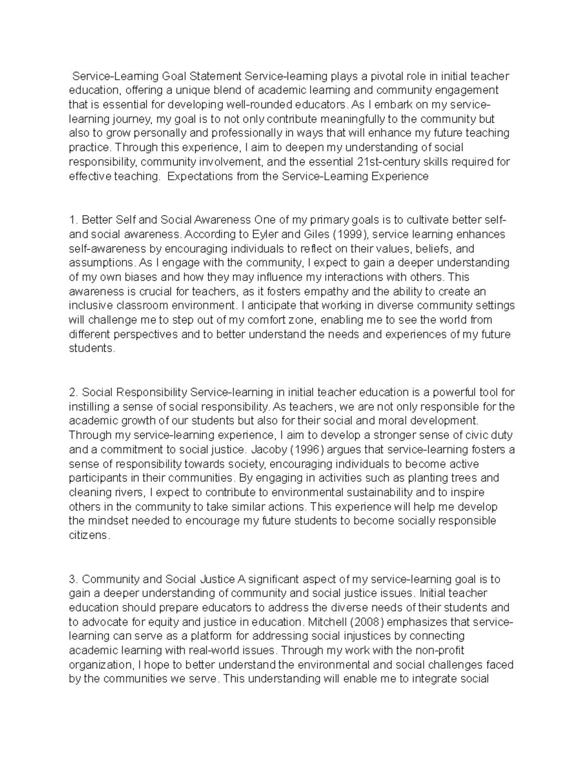 ST10203651 Task 1.1 Service-learning Goal Statement - Service-Learning ...