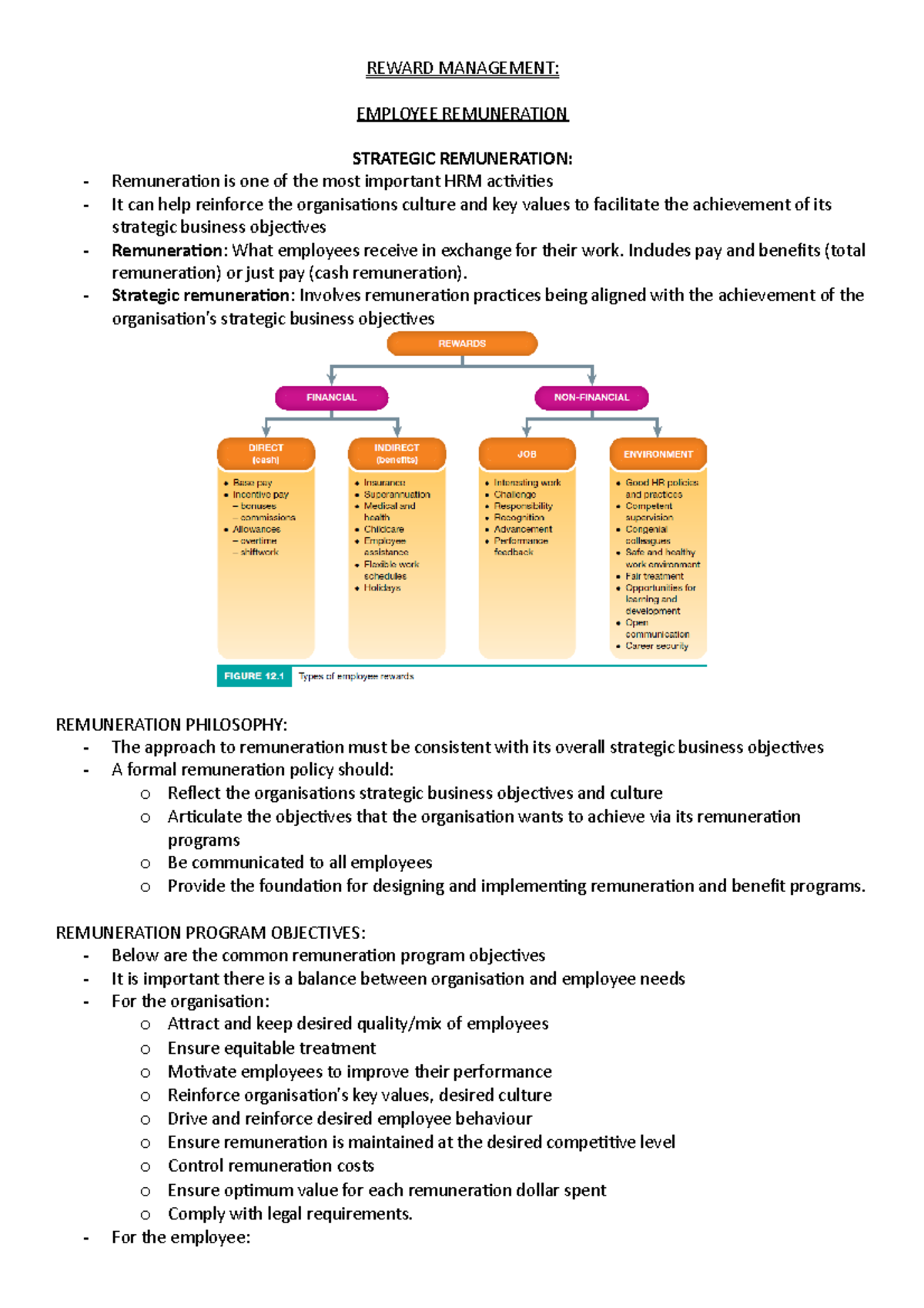 Reward Management: Employee Remuneration and Job Evaluation - Studocu