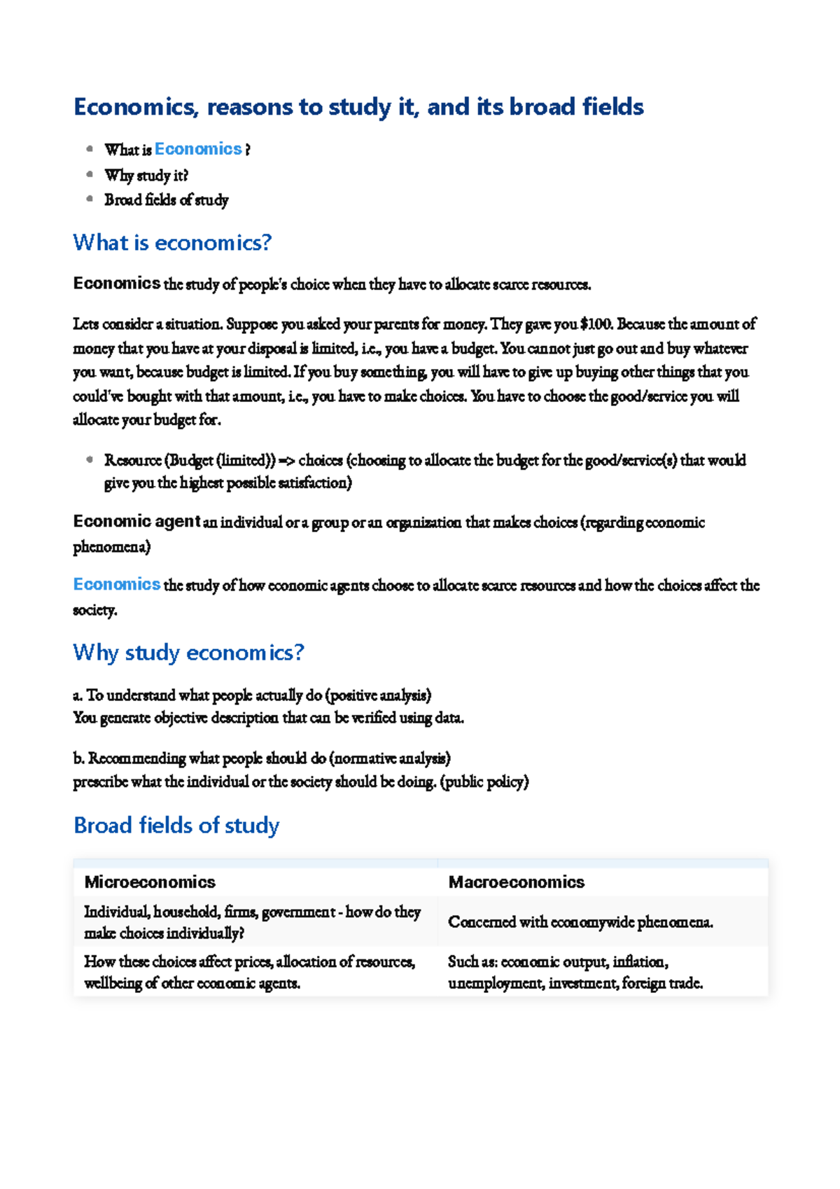 Economics, reasons to study it, and its broad fields - What is ...