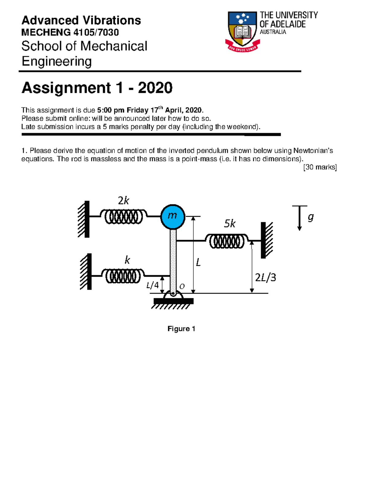 Assignment-1-2020 AV - Assignment-1-2020 AV - Advanced Vibrations ...