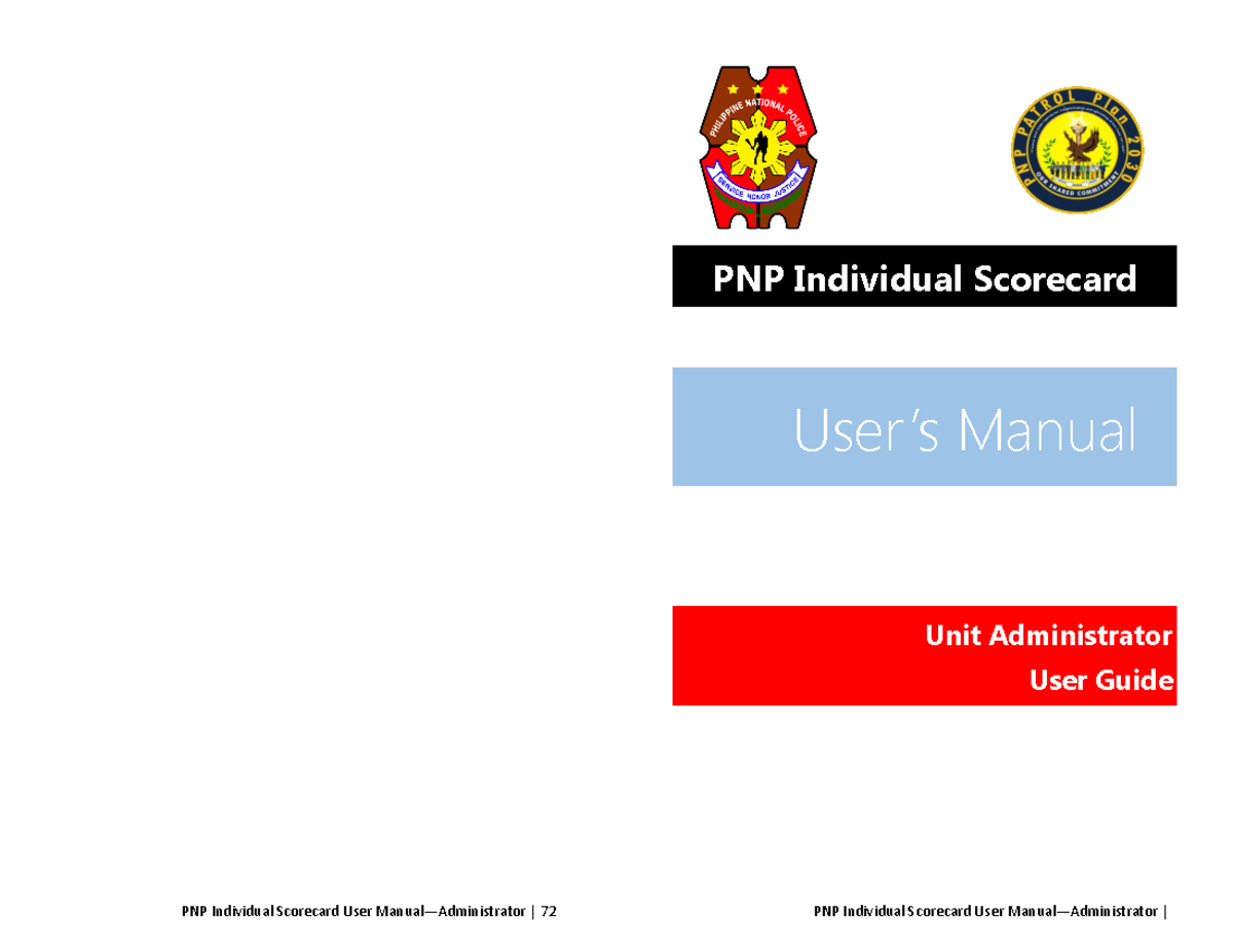 E-PGS Individual Scorecard Manual for Unit Admin - PNP Individual Scorecard User’s Manual Unit ...