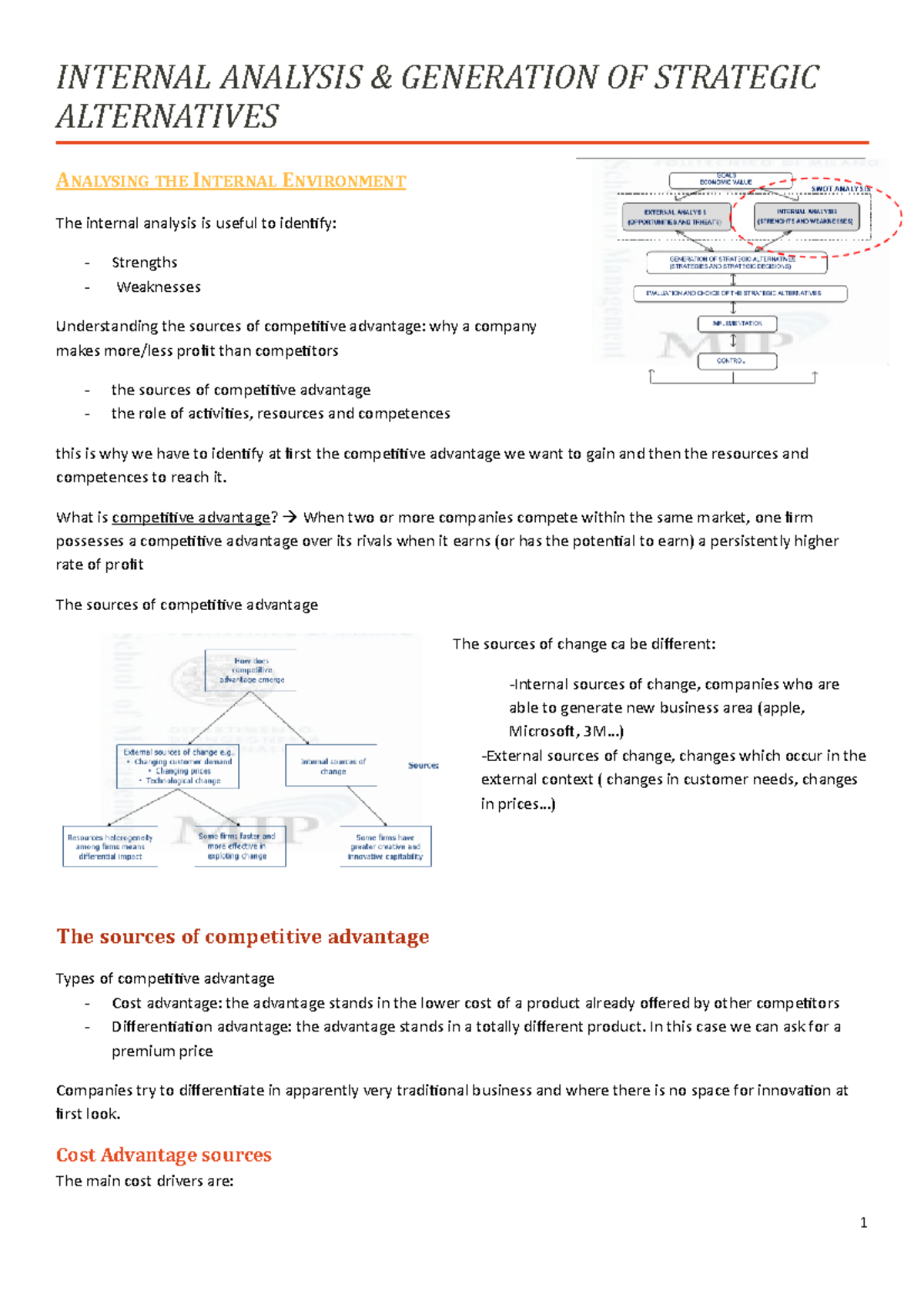 Internal Analysis & Generation of Strategic Alternatives - INTERNAL ...