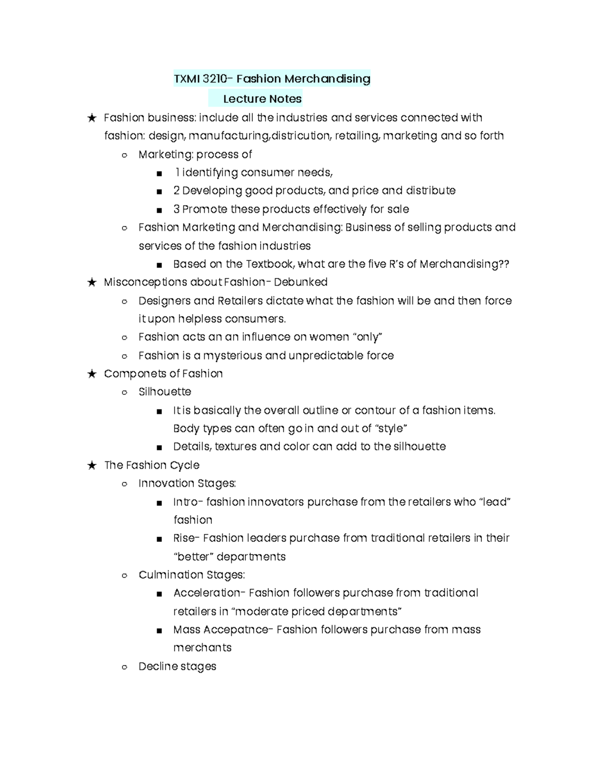 TXMI 3210- Fashion Merchandising - TXMI 3210- Fashion Merchandising ...