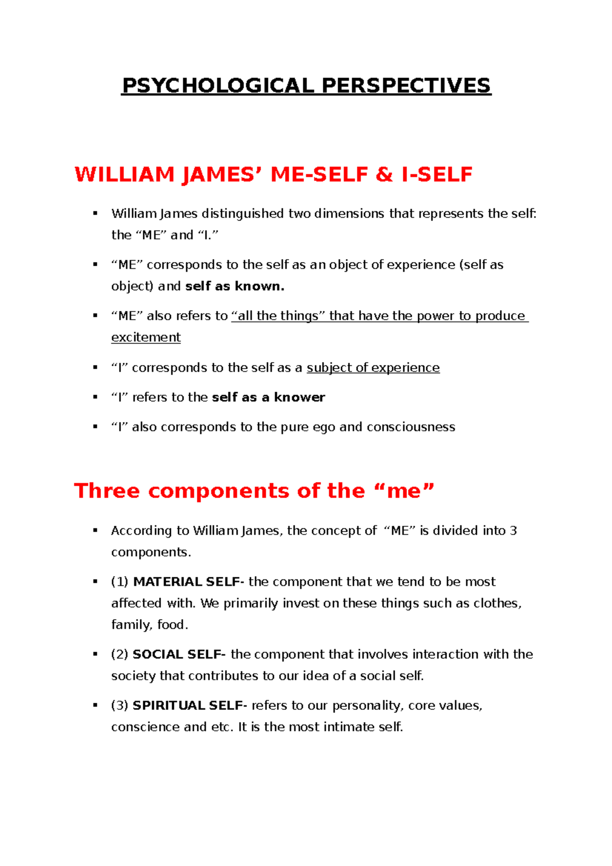 Psychological Perspectives - PSYCHOLOGICAL PERSPECTIVES WILLIAM JAMES ...