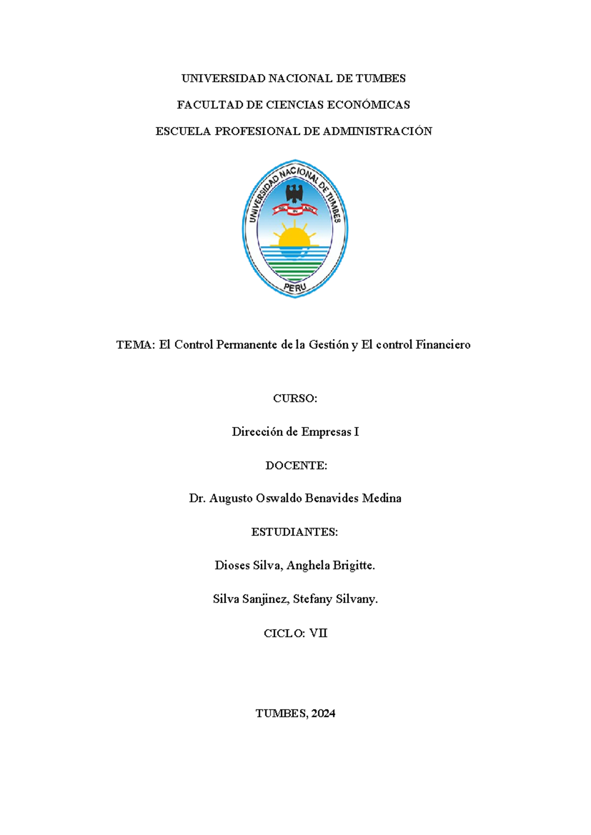 Resumen Control Permanente Y Control Financiero - UNIVERSIDAD NACIONAL ...