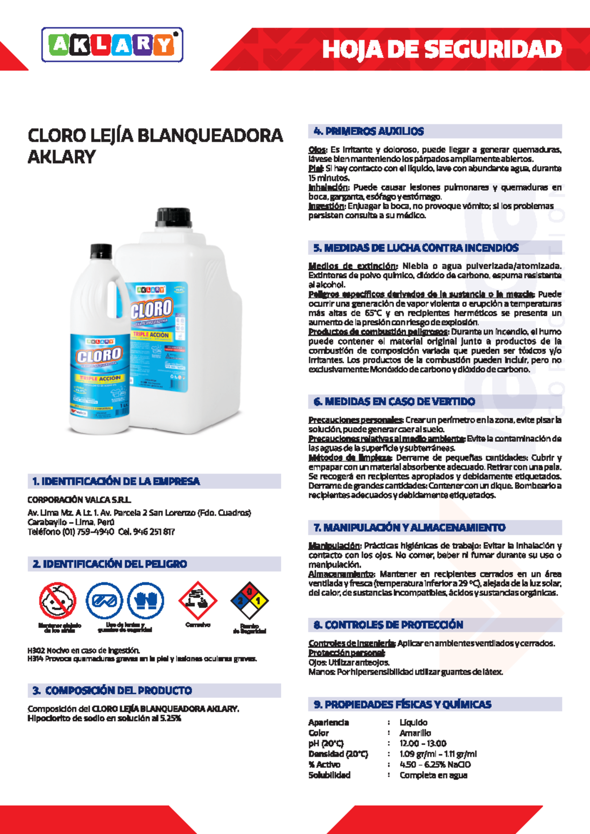 1.HOJA DE Seguridad Lejia - 2022 - Quimica Basica - Studocu