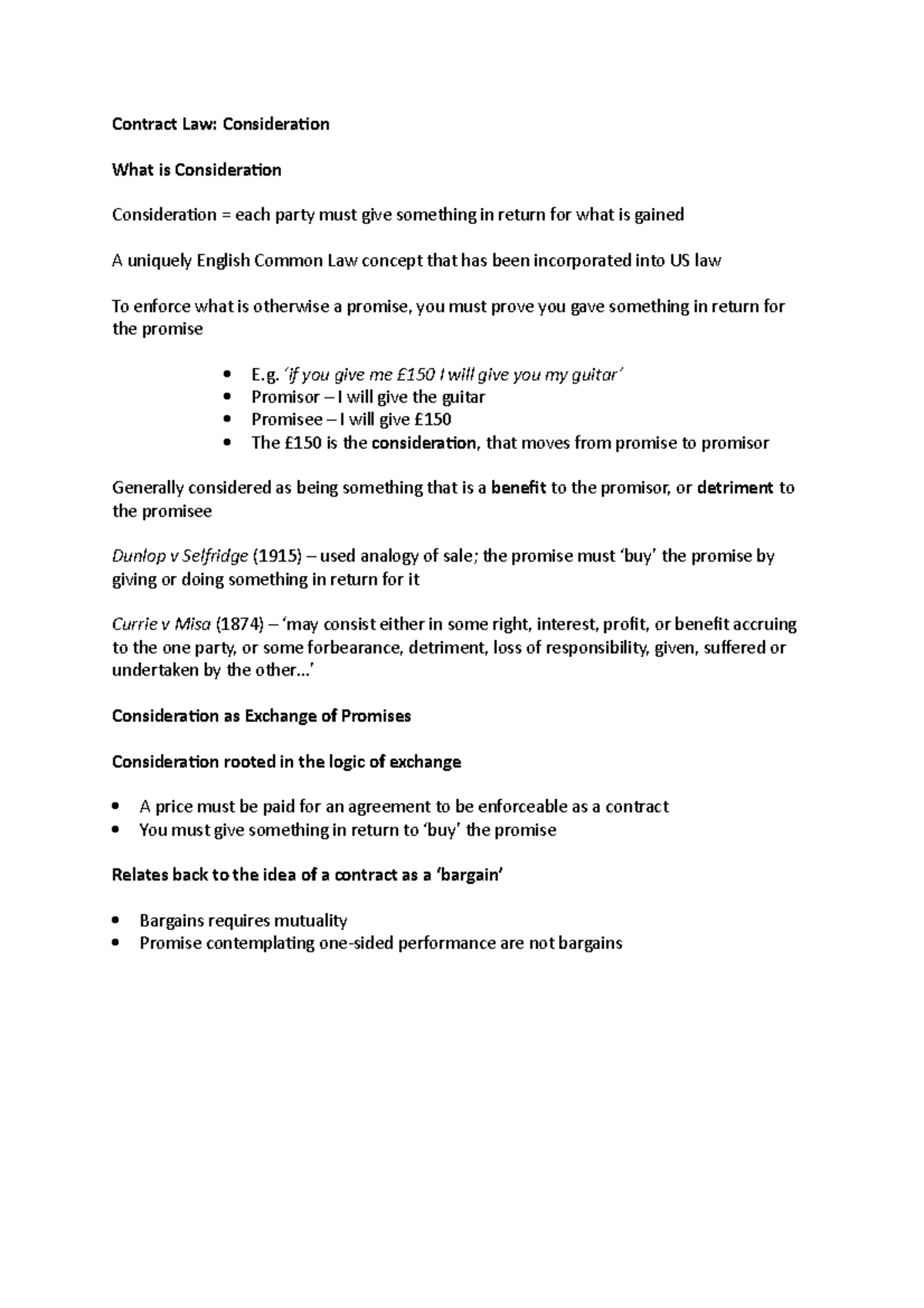 Consideration - Contract Law: Consideraion What is Consideraion ...