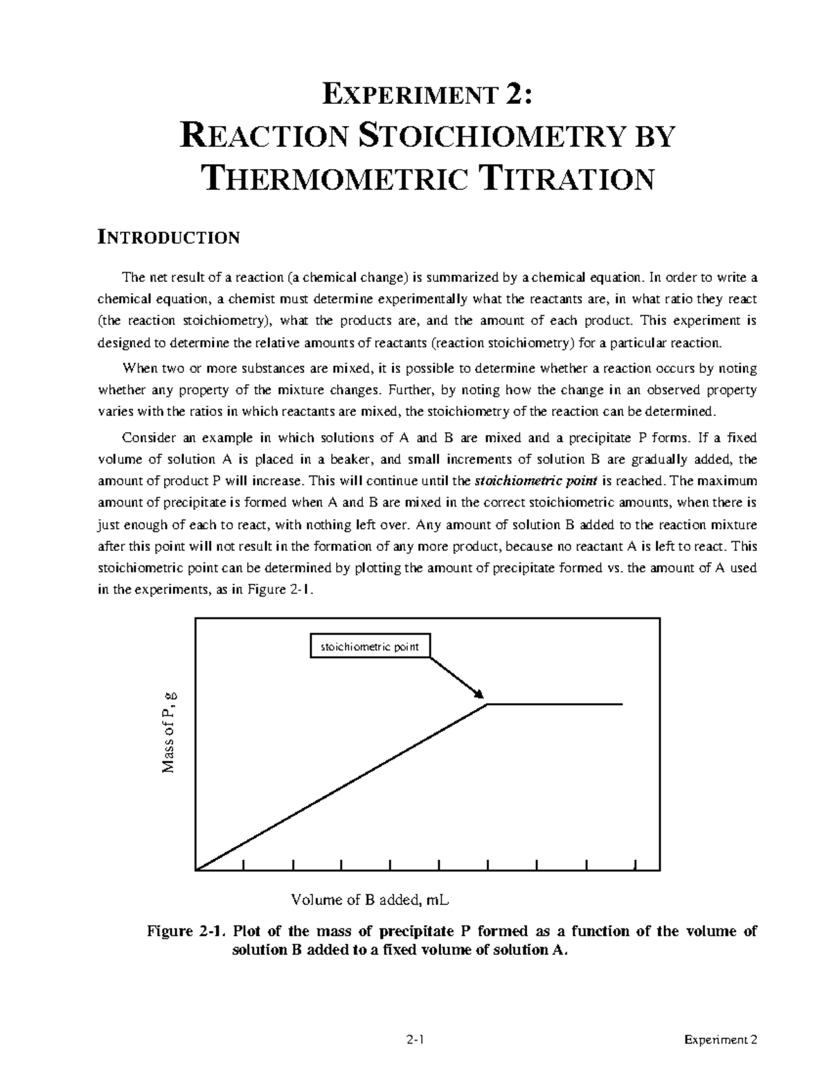Chem Lab 2 Procedure - 2 - 1 Experiment 2 EXPERIMENT 2 : REACTION ...