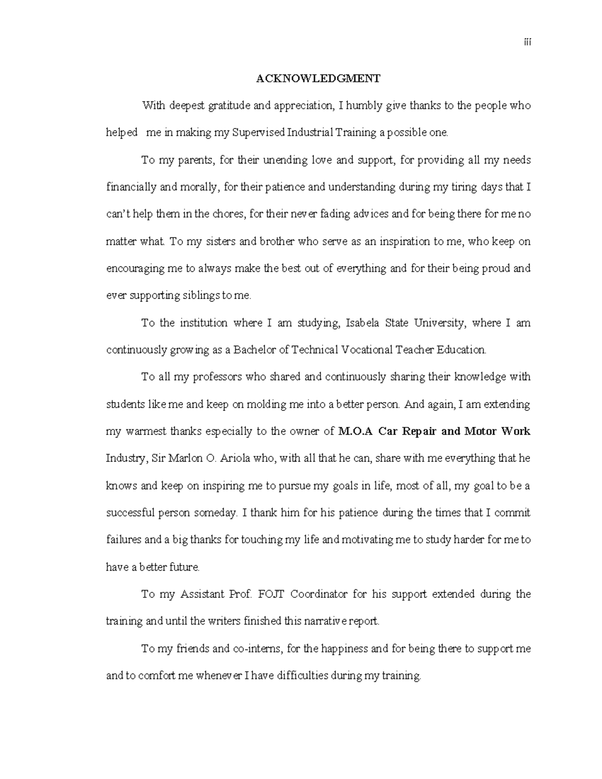 Acknowledgment - iii ACKNOWLEDGMENT With deepest gratitude and ...