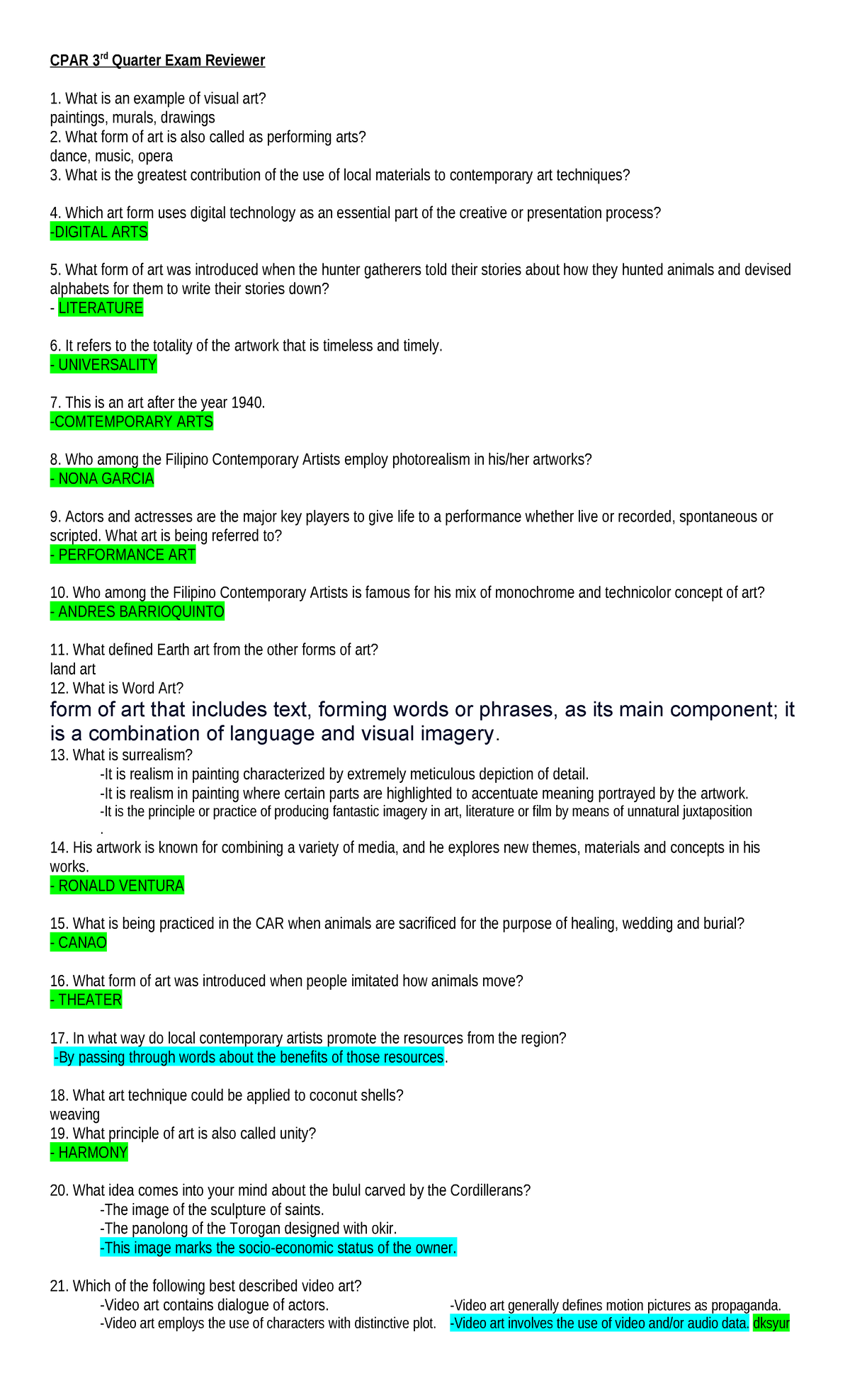 Reviewer- Cparrrrrrr - GREAT - CPAR 3rd Quarter Exam Reviewer 1. What ...