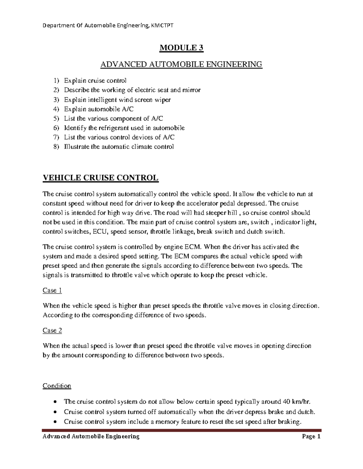Module 3 advanced automobile engineering-2 - MODULE 3 ADVANCED ...