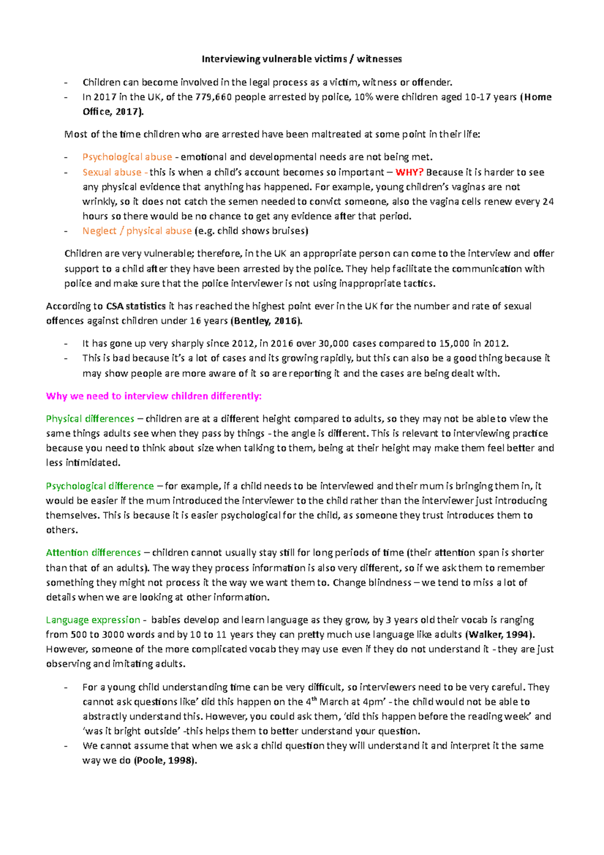 Interviewing vulnerable victims - In 2017 in the UK, of the 779,660 ...