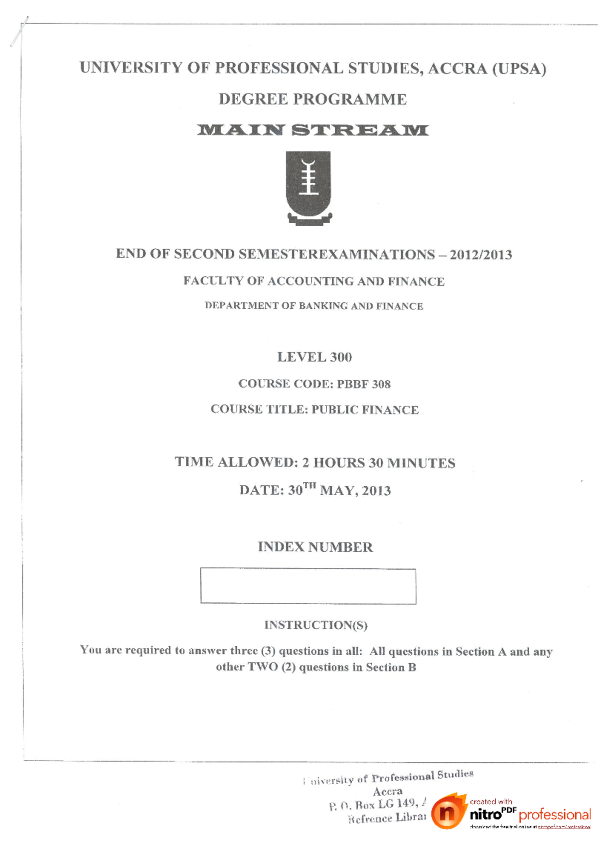 PBBF 308 Public Finance-second semester - Public administration - Studocu