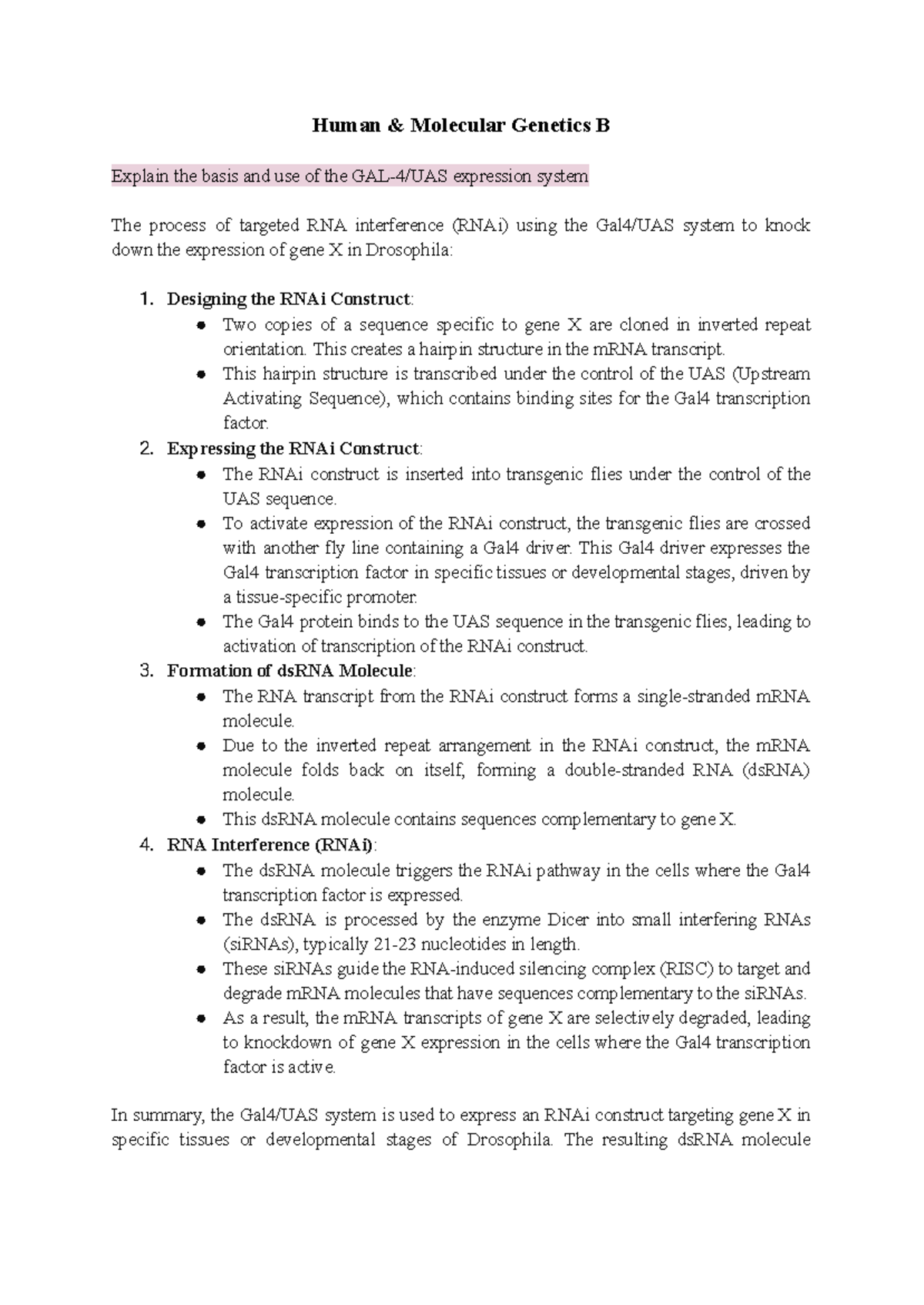 Genetics B - Human & Molecular Genetics B Explain the basis and use of ...