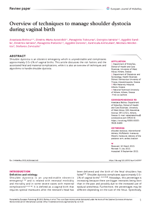 Two-step shoulder delivery method reduces the incidence of shoulder ...