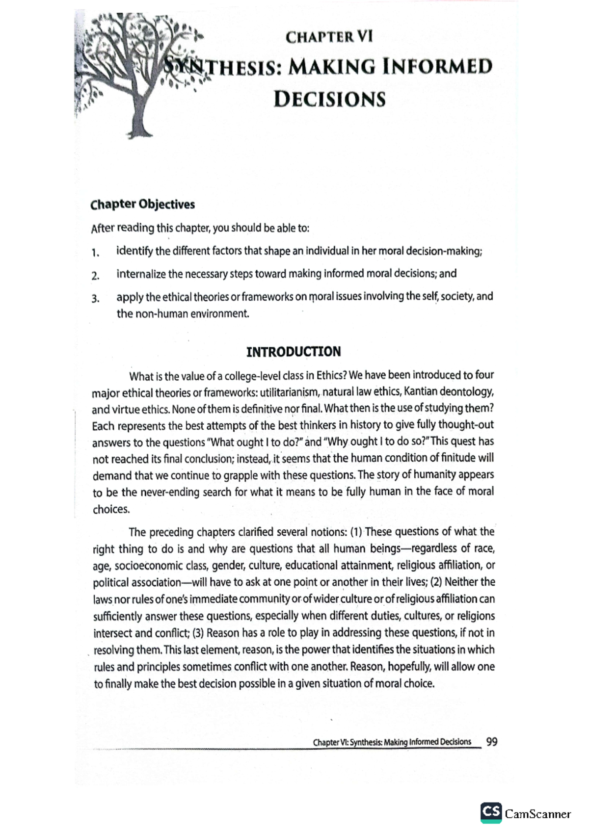 Ethics ETHICS E - CHAPTER VI SYNTHESIS: MAKING INFORMED DECISIONS ...