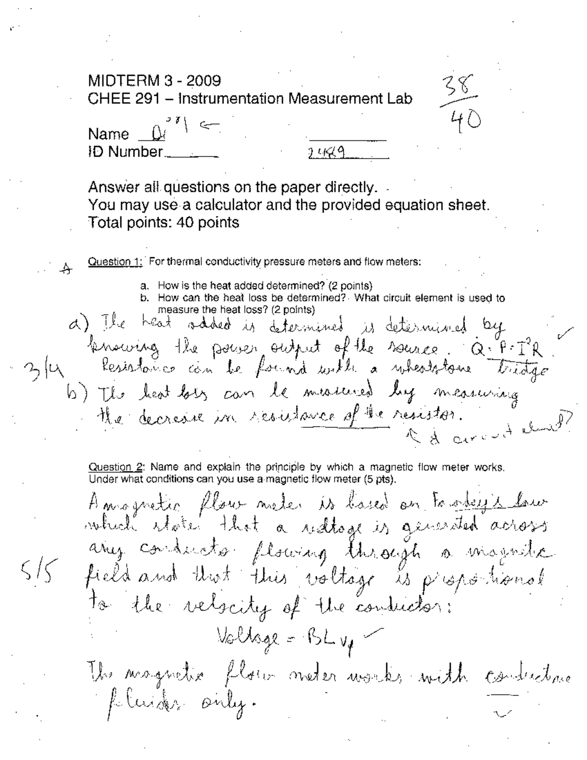 Midterm exam 3 2010, questions and answers - MIDTERM 3- 2009 ' ' g ...