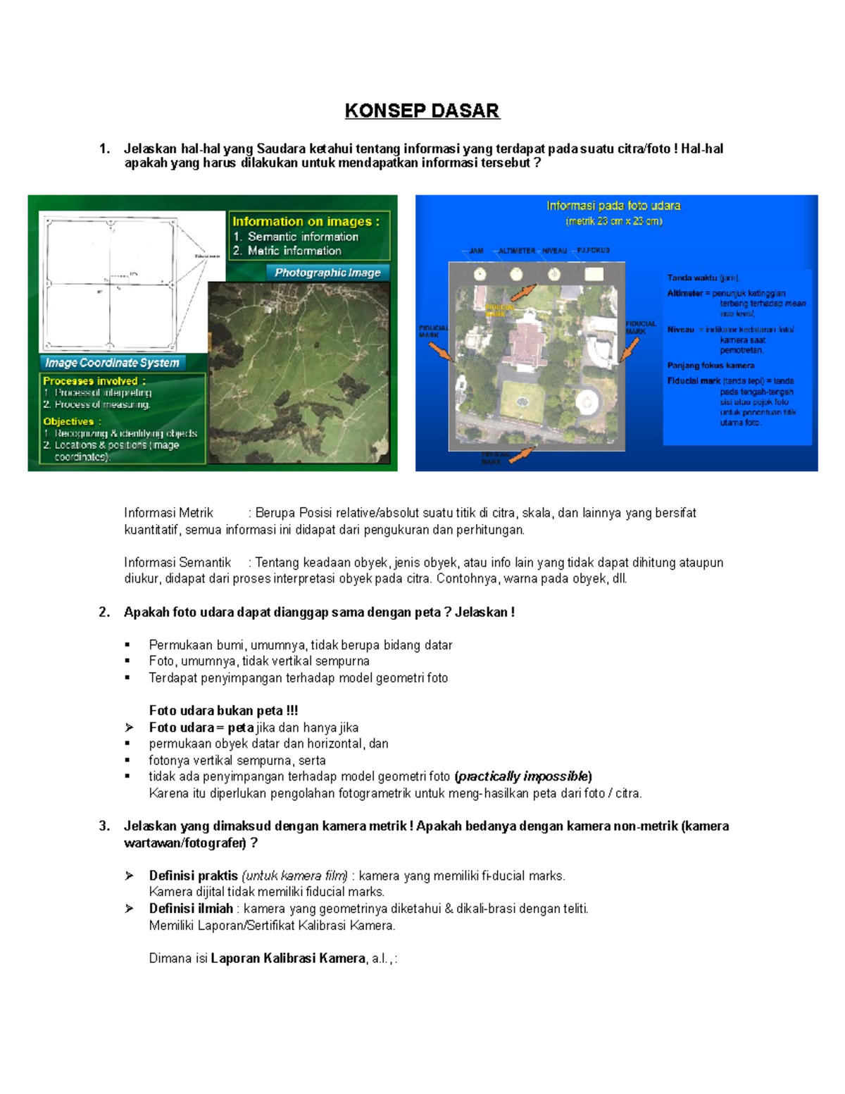 Kumpulan Pembahasan UTS Fotogrametri I - KONSEP DASAR 1. Jelaskan hal ...