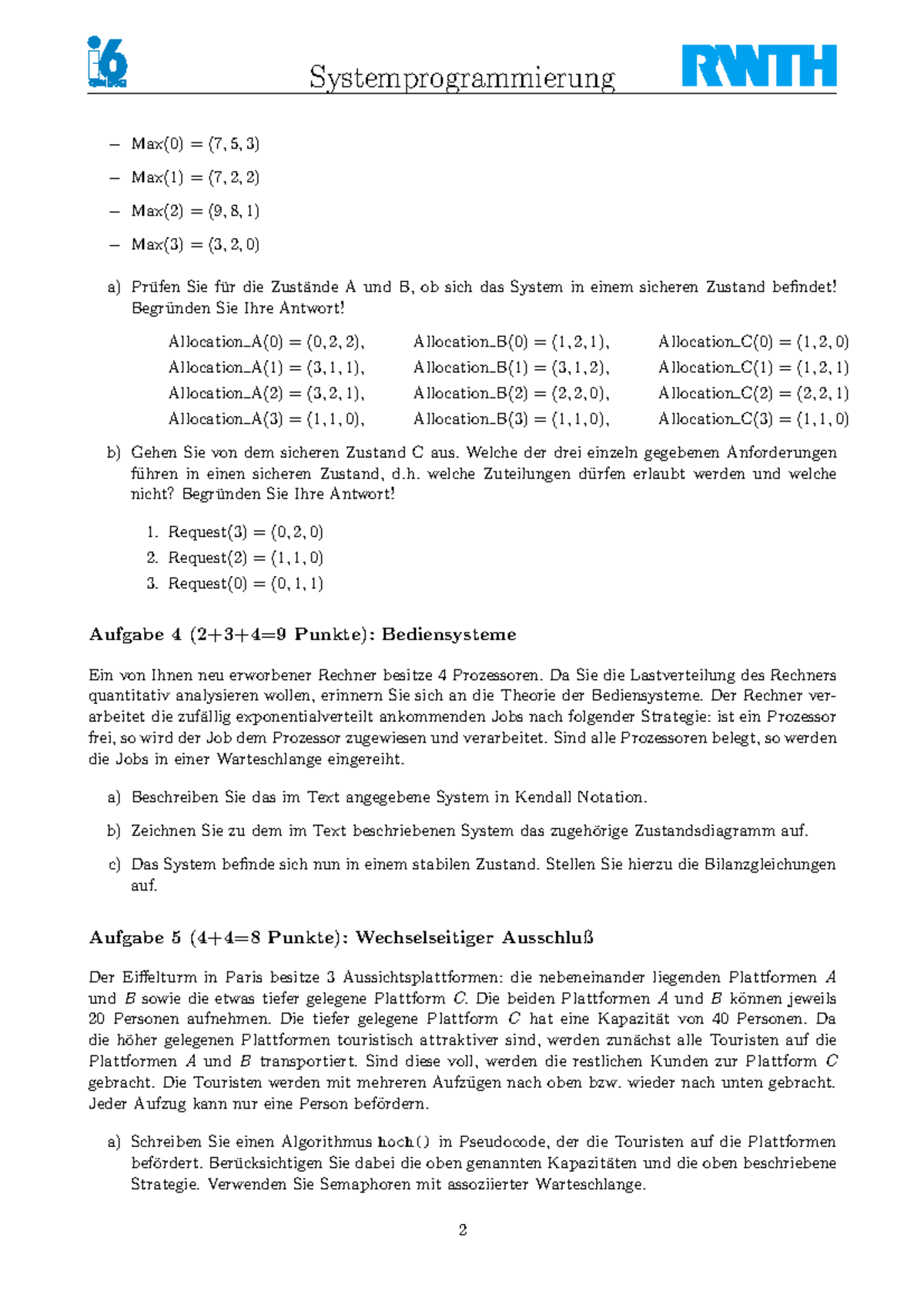 Übungsaufgabe mit Lösung - Seite 2. Übungsaufgabe mit Lösung - Seite 2 - Systemprogrammierung − ...