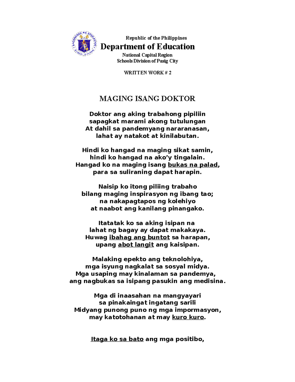 Written WORK 2( POEM) - ffffffffffffffffff - Republic of the ...
