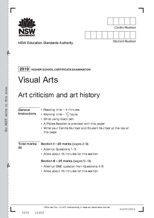 Visual Arts Essay - 12220 - Studocu
