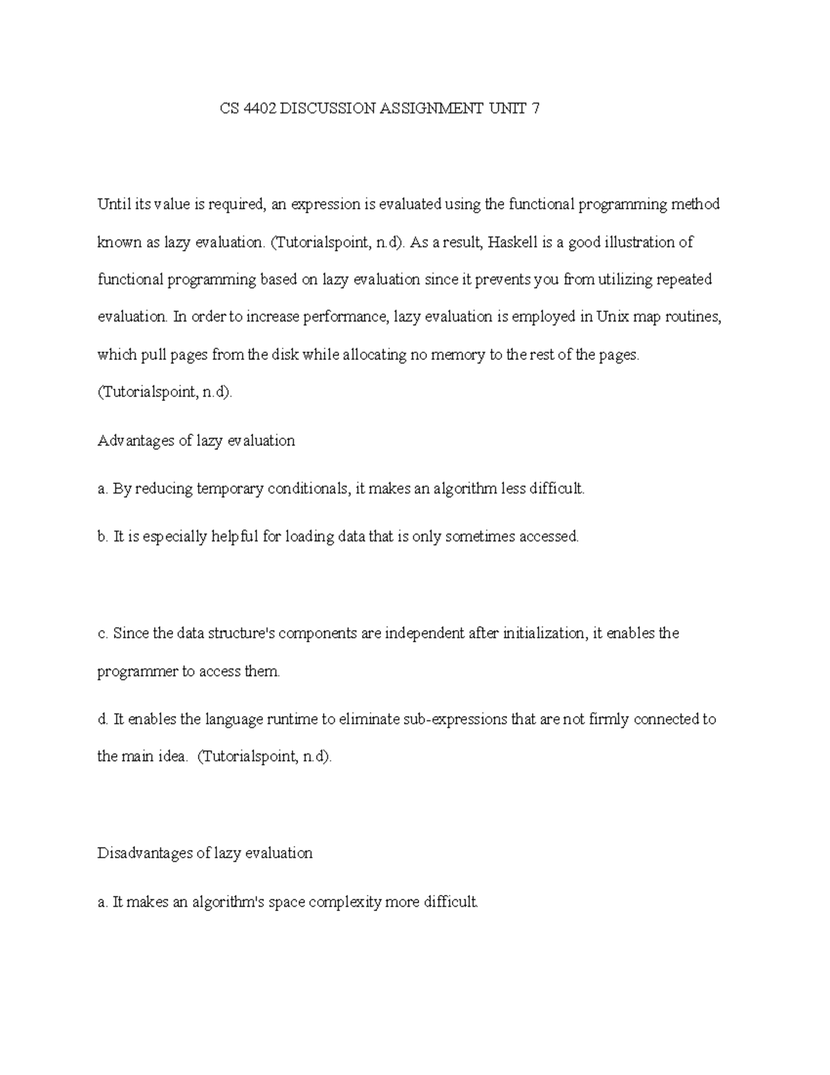 Cs 4402 Discussion Assignment Unit 7 Cs 4402 Discussion Assignment Unit 7 Until Its Value Is