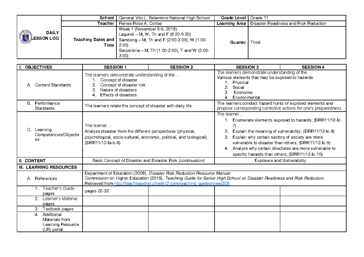 Pdfcoffee - this is a free documents for all. - DAILY LESSON LOG School ...