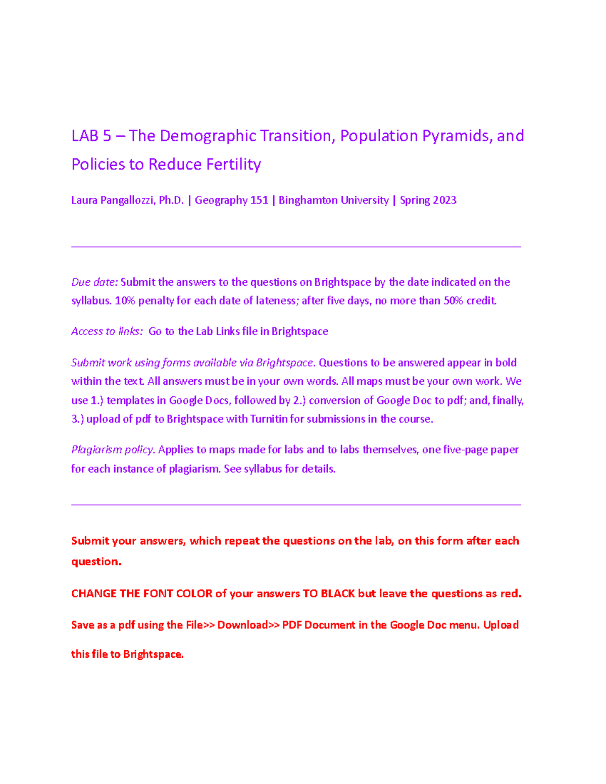Copy of Template for Labs 5 for Geography 101 2023 Spring - LAB 5 – The ...