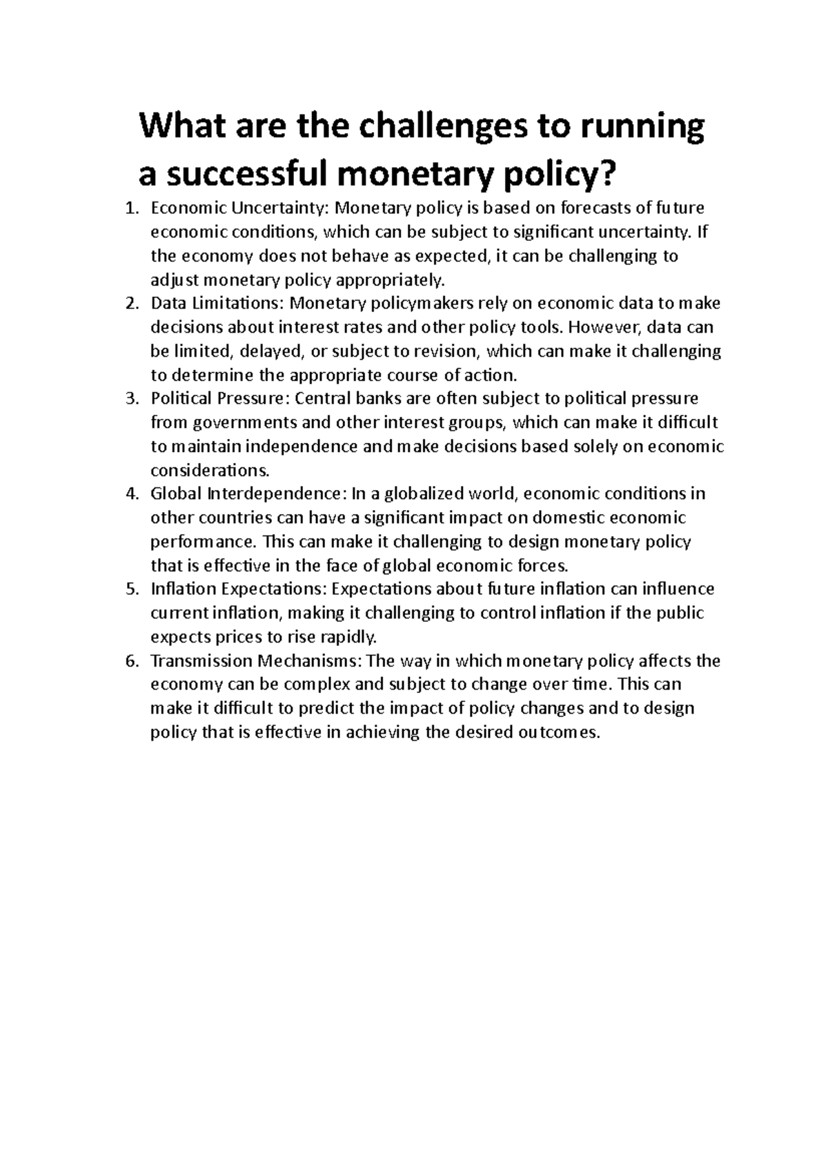 What are the challenges to running a successful monetary policy - What ...