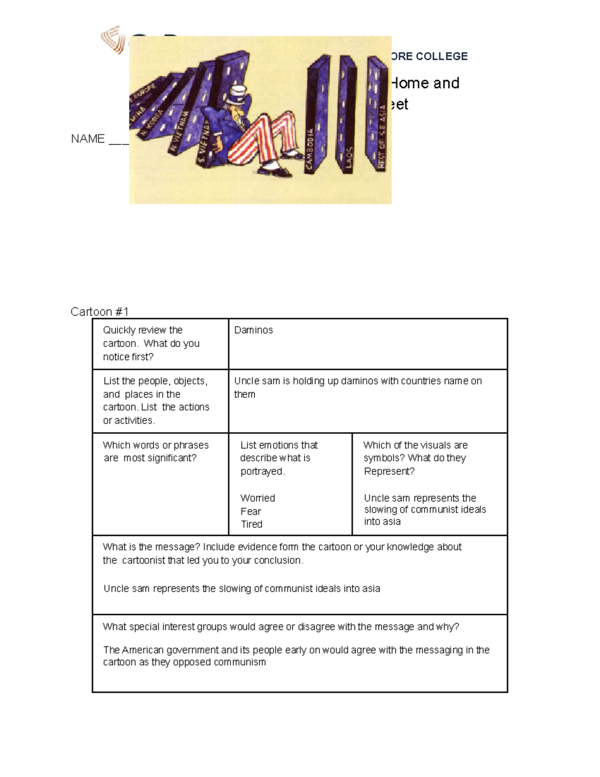 315L U4 L4.4 Cartoon Analysis Sheet - EXPERIENCE COLLEGE BEFORE COLLEGE ...