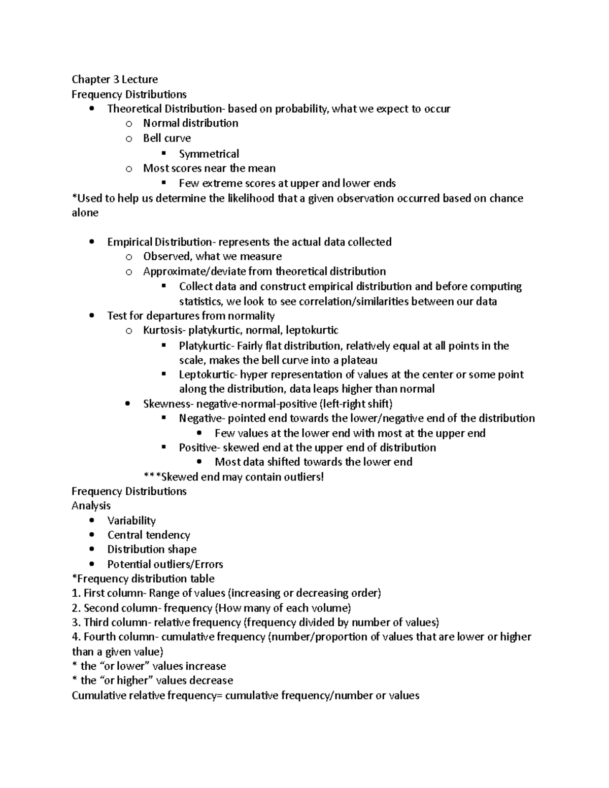 Statistics Chapter 3 Notes - Chapter 3 Lecture Frequency Distributions ...