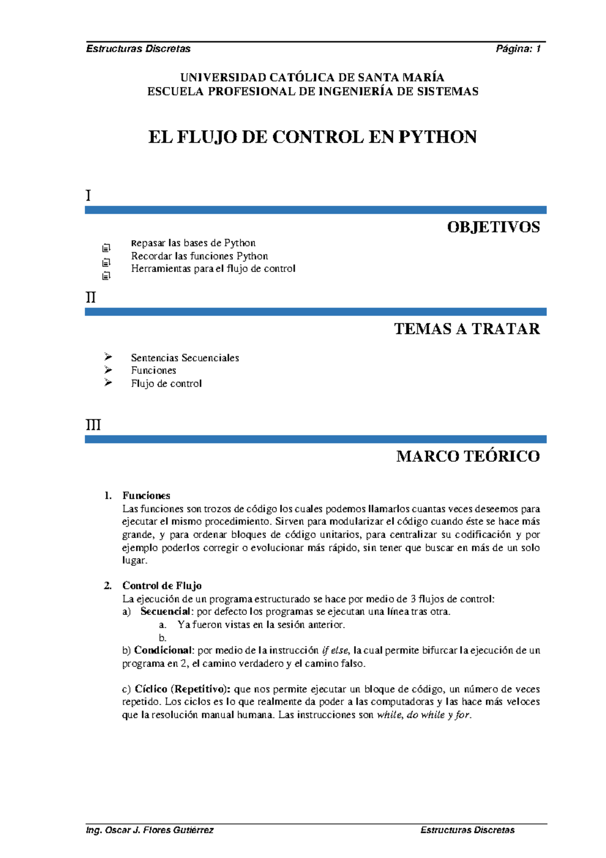 Lab00 2 Control De Flujo Python Universidad CatÓlica De Santa MarÍa
