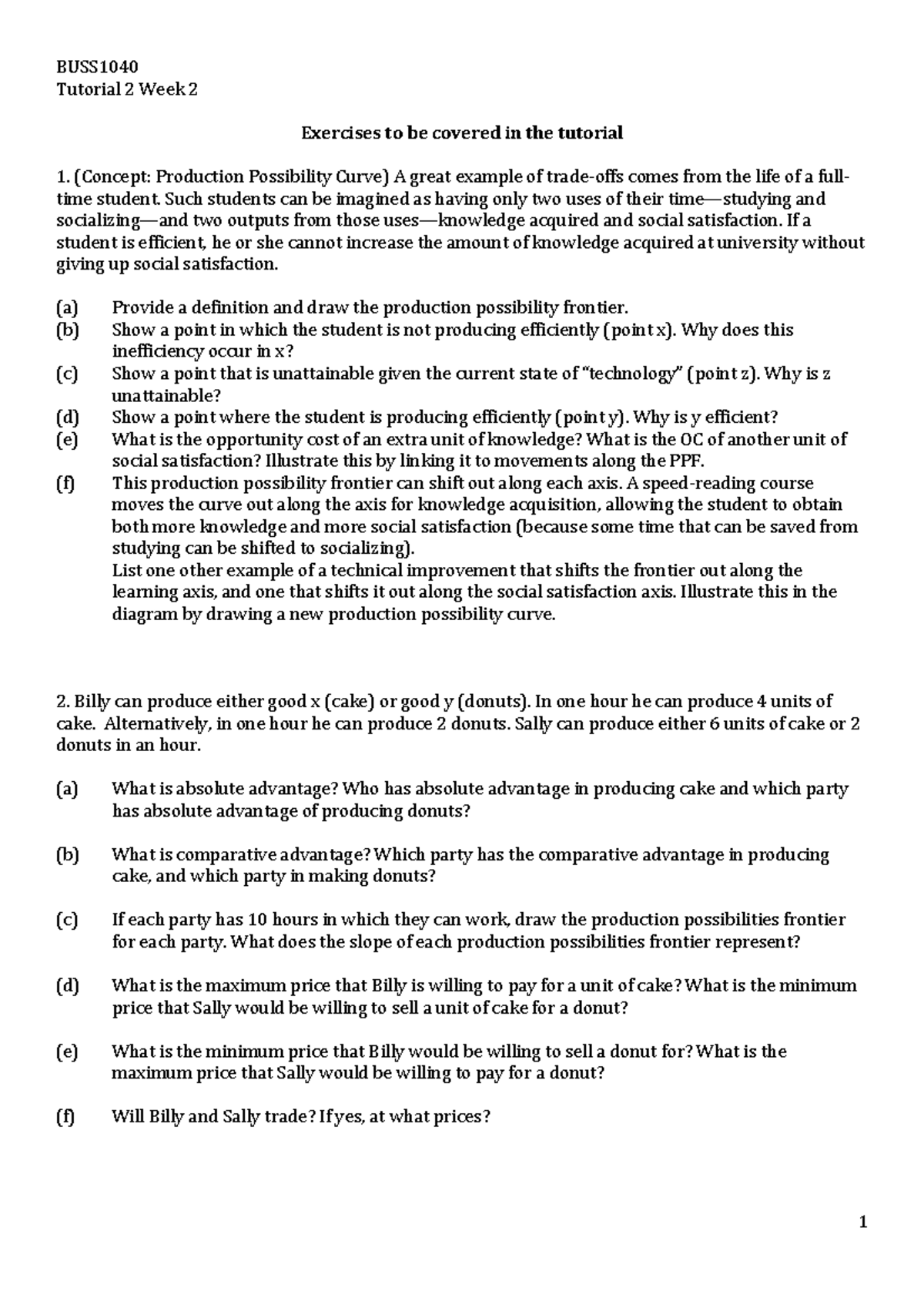 Tutorial 2 Week Buss1040 Buss Tutorial 2 Week 2 Exercises To Be Covered In The Tutorial