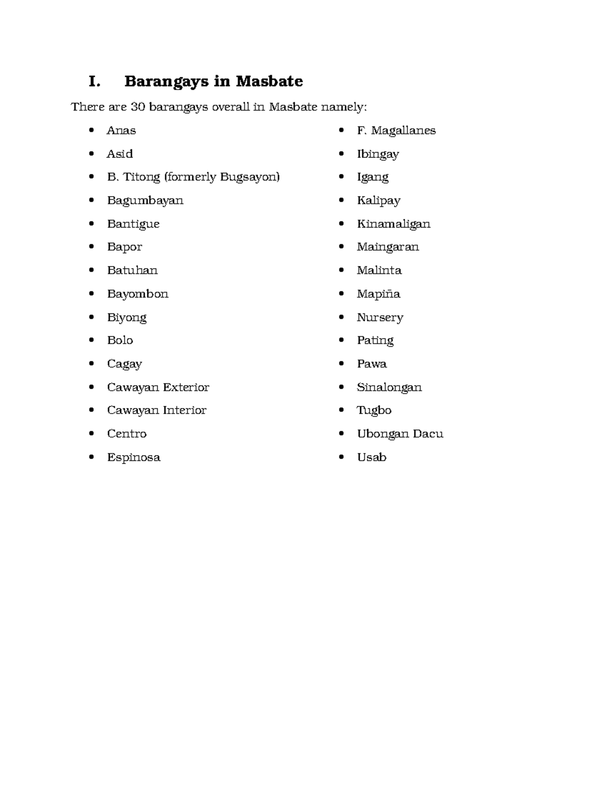 Mama mama mama hdkhd hgsoasnl iahskag - I. Barangays in Masbate There ...