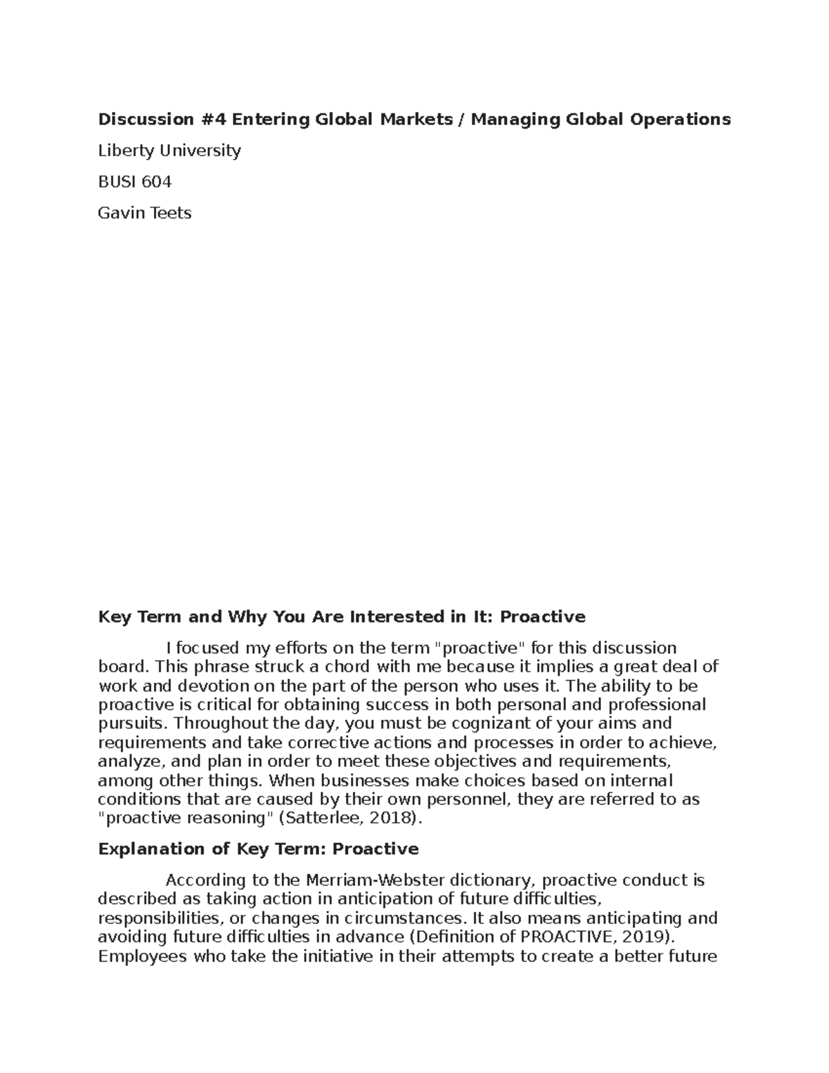 Discussion 4 Entering Global Markets Managing Global Operations ...