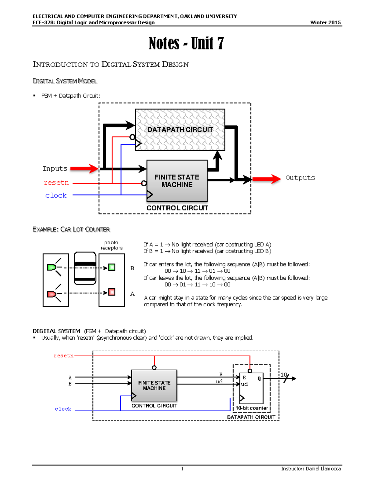 Notes - Unit 7 - DIGITAL SYSTEM (FSM Datapath circuit) Usually, when ...