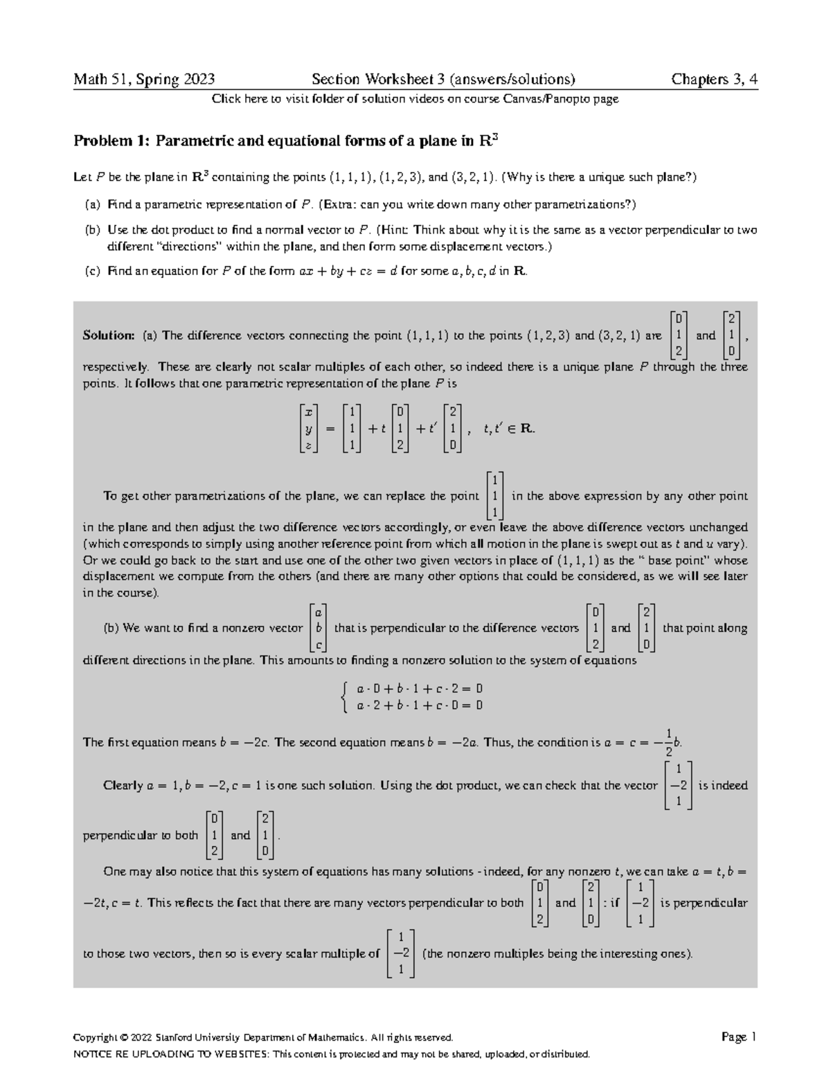 Math 51 Week 2 Discussion Worksheet 1 Solutions - Math 51, Spring 2023 ...