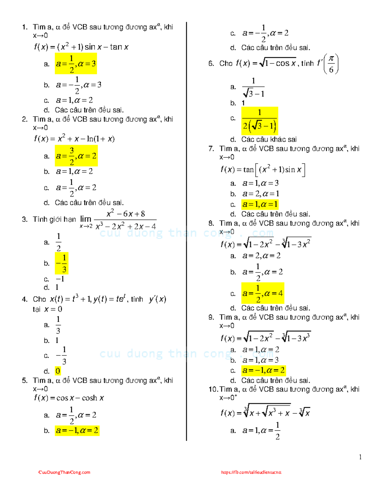 Giai-tich-1 ba i-ta p-to ng-ho p - [cuuduongthancong - 1 Tìm a, α để ...